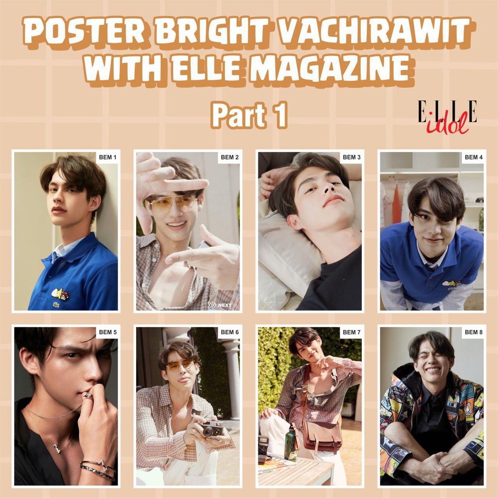 Poster BRIGHT VACHIRAWIT X ELLE MAGAZINE THAILAND Part.1 | Shopee ...