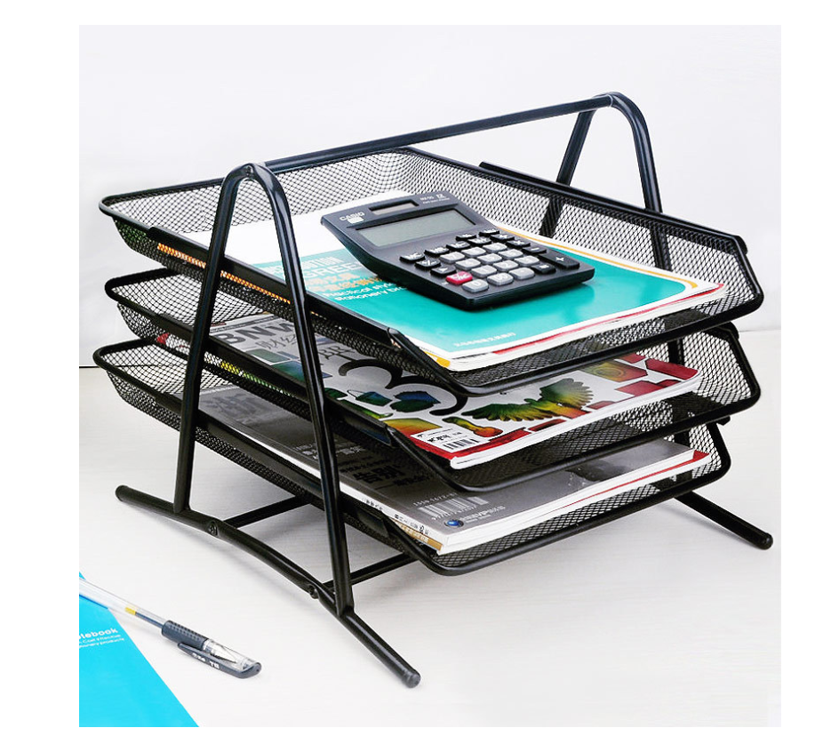 Three-layer file tray/file holder/a4 office desktop folder storage box ...