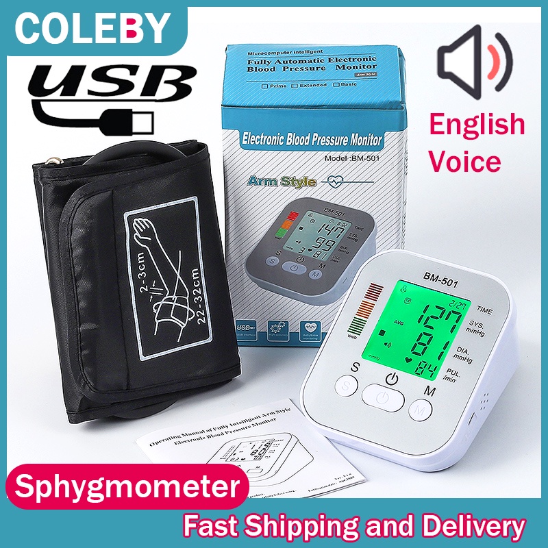 COLEBY USB Digital Arm Automatic Blood Pressure Monitor Meter Tonometer ...