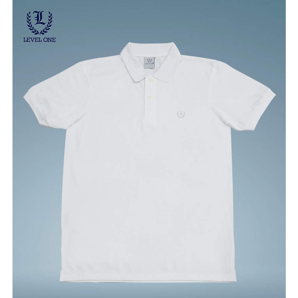 Level One Men's Polo Shirt with "L" Crest Embroidery (White) | Shopee Philippines