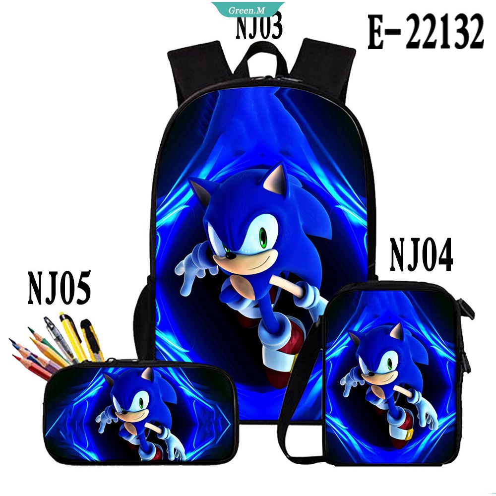 3pcs Set Sonic Shadow Printing Children Backpacks Kids School Bags Boys ...