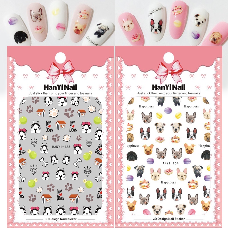 New nail stickers Cartoon dog puppy thin Self-Adhesive Stickers nail ...