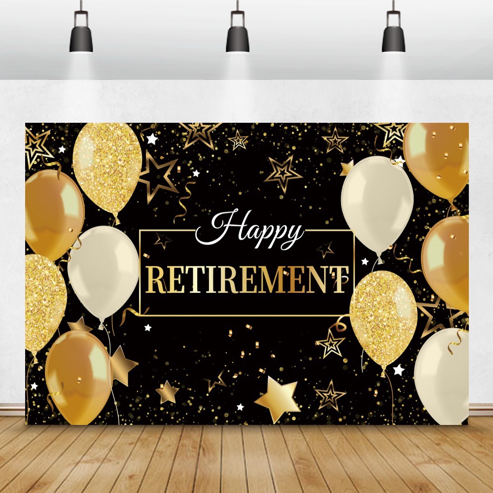 New Happy Retirement Party Golden Balloons Stars Photo Background ...