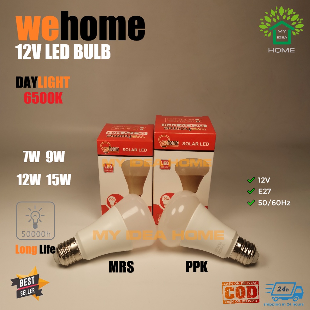 WEHOME 12V E27 SOLAR LED 7W / 9W / 12W / 15W daylight LED Bulb MRS/PPK ...