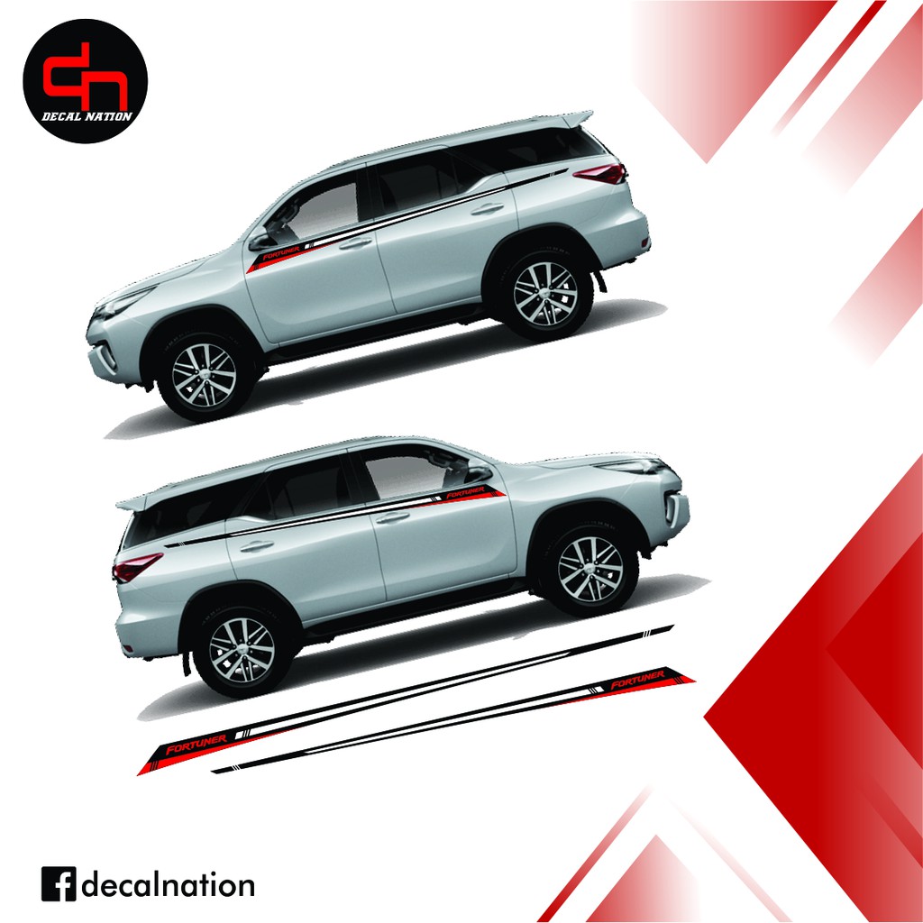 Toyota Fortuner Linear Decal Design Cut Out Vinyl Sticker Black ,White ...