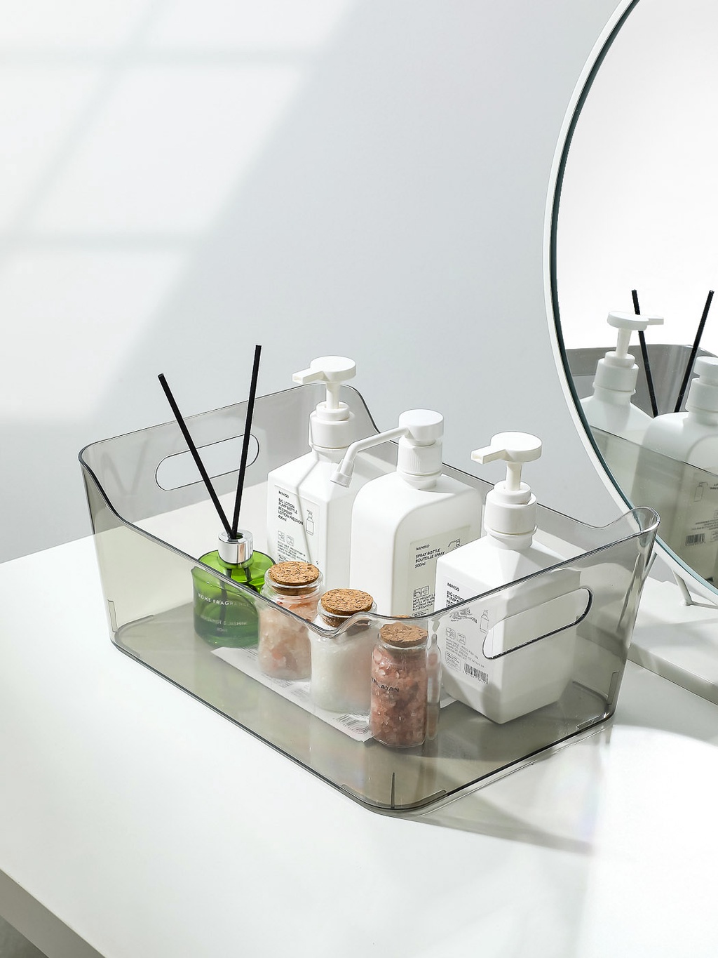 MINISO Transparent Series Plastic Storage Bin (Gray) | Shopee Philippines