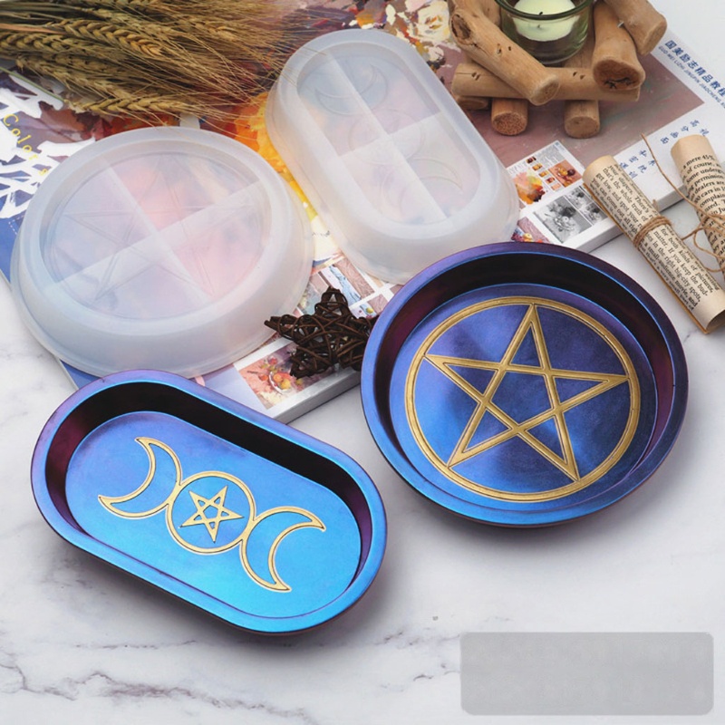 Pentacle Pentagram- Dish Mold Triple Moon Goddess Plate Resin Mold ...
