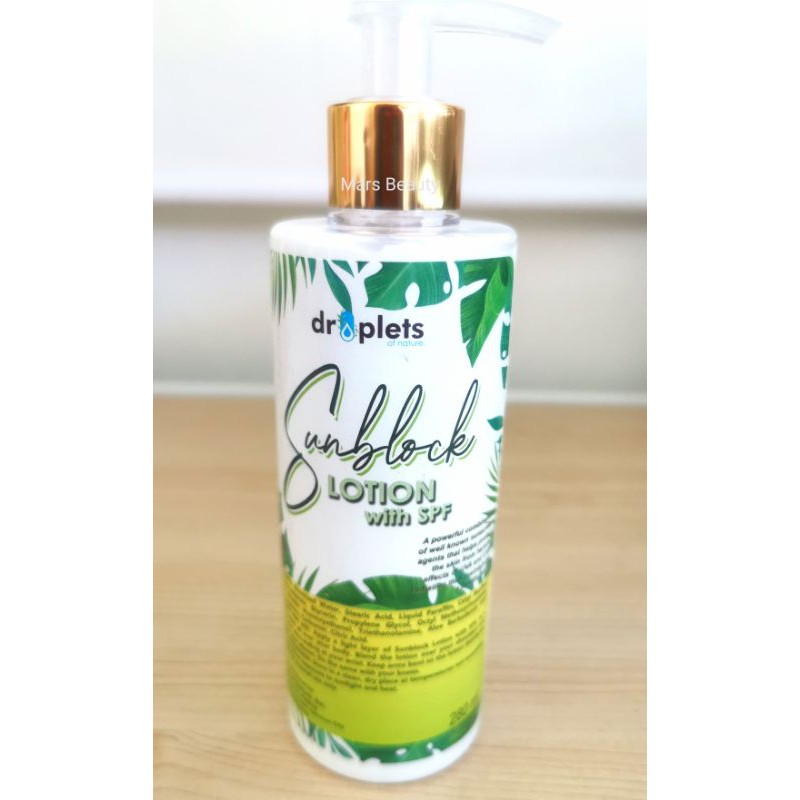 Sunblock Lotion with spf 50 by Droplets Mars Beauty Online | Shopee ...