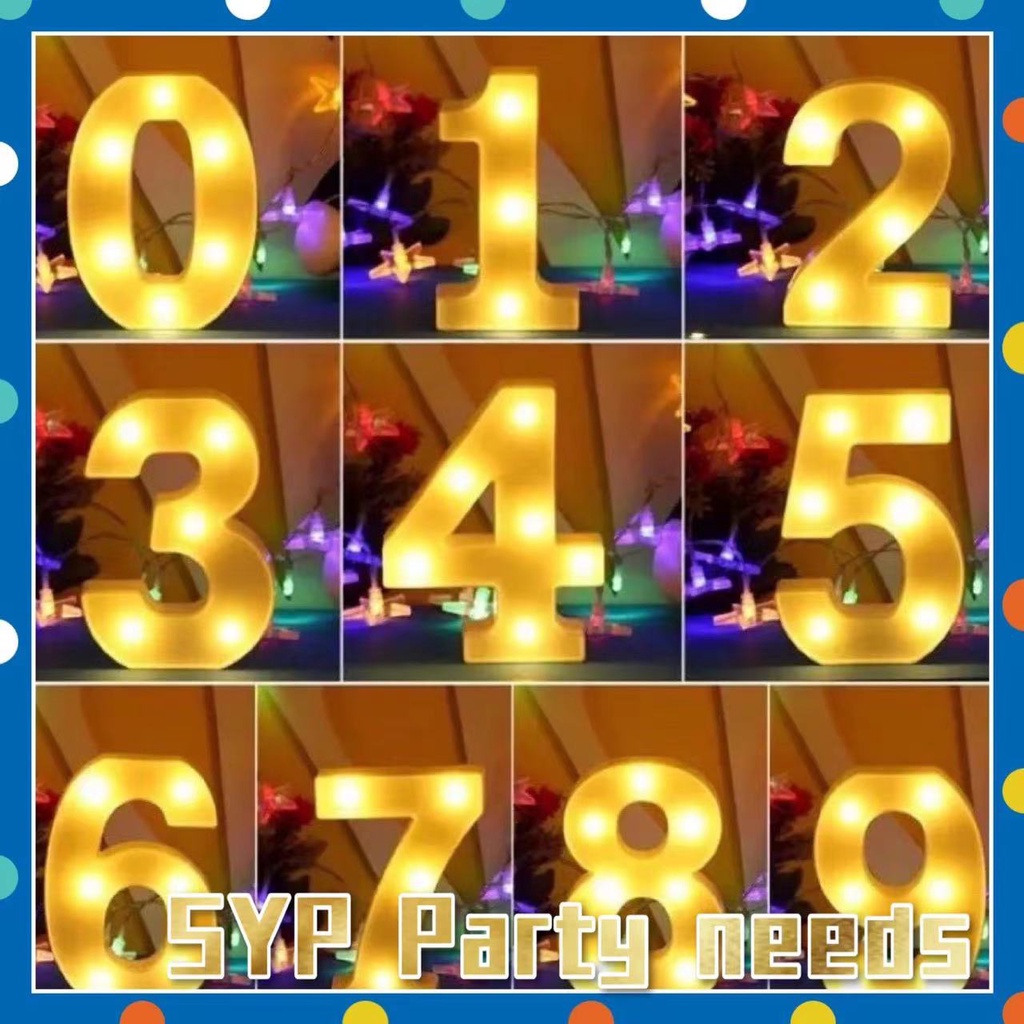 Syp 4D Number Standy LED Number Symbol LED Night Light Battery Operated ...
