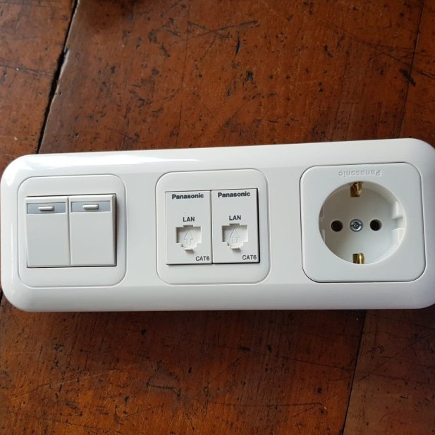 Panasonic Socket + Panasonic Series Switch + Panasonic CAT 6 CAT6 LAN ...