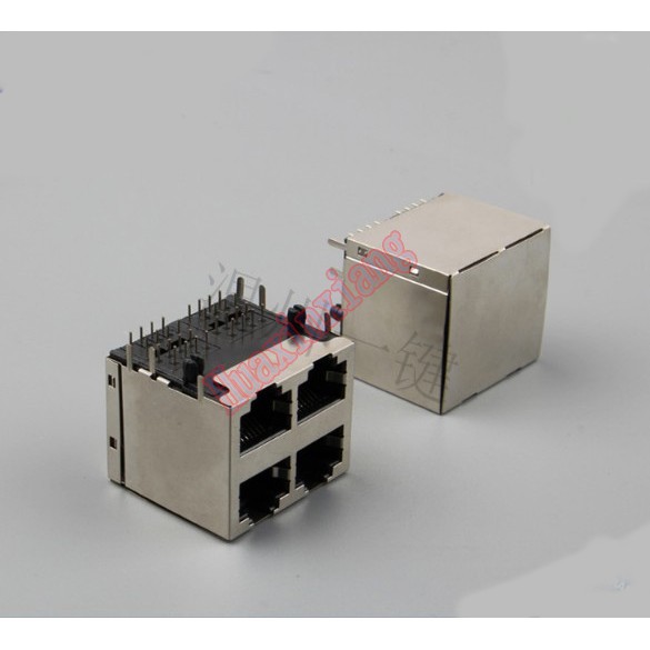 4 Ports RJ45 8P8C Female Jack/Socket Connector 2*2 Steel Shield Network ...