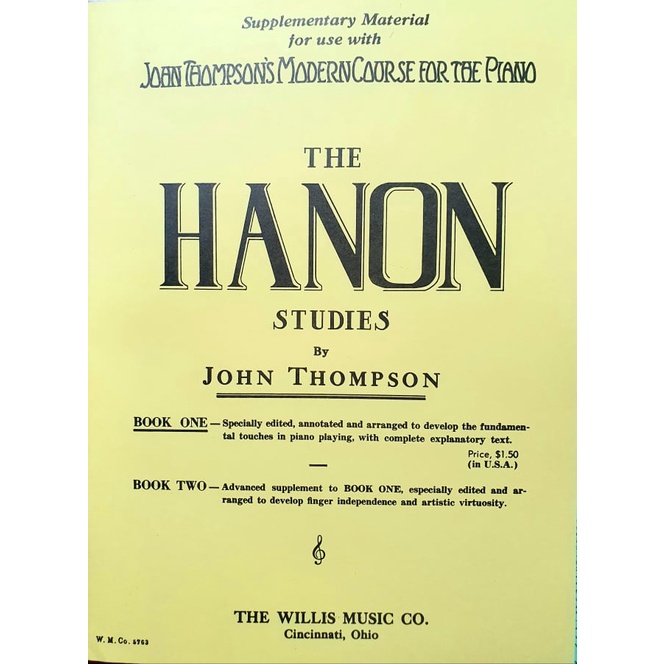The Hanon Studies Book One 1 by John Thompson | Piano Book Yellow ...
