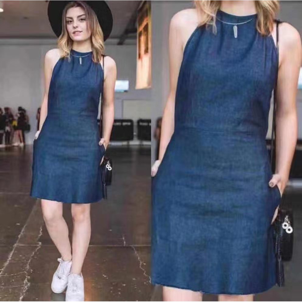 R#8099 Turtle Neck Denim Dress | Shopee Philippines