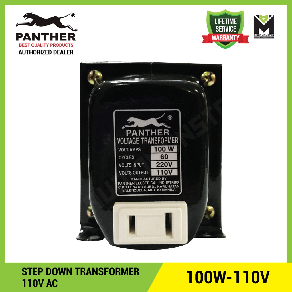 Panther 100w-110v Step-down Transformer 100 Watts Input 220VAC Output 110VAC Single Phase Auto ...