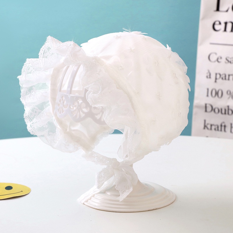 0-24 Month White Christening Hat for Baby Girl Lace Flower Baptismal ...