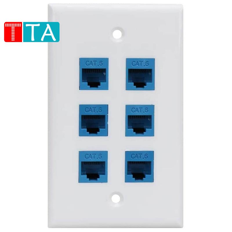 Cat 6 Ethernet Wall Plate 6 Port,Ethernet Wall Plate Female | Shopee ...