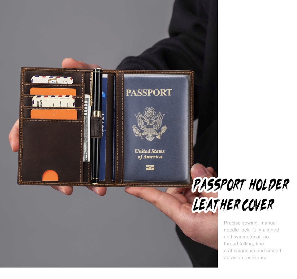 CONTATC'S Passport Holder Men Genuine Leather Thin Id Card For ...