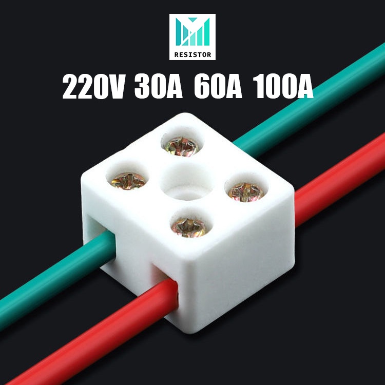 2 Way Ceramics Terminal Blocks,30A 60A 100 A 220V High Temp Porcelain ...