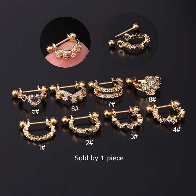 1 Piece C Shape Pinna Conch Helix Piercing 20 Gauge Earrings Stud ...