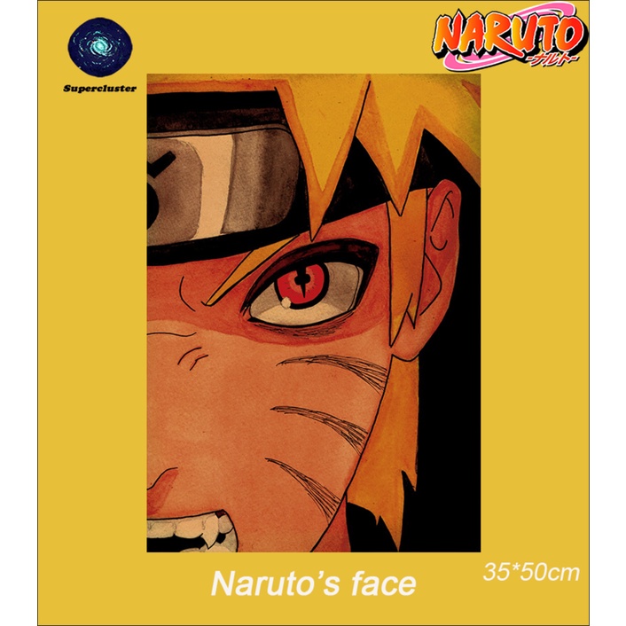 Naruto "Naruto's face" Anime poster Kraft Paper Wallpaper wall poster ...