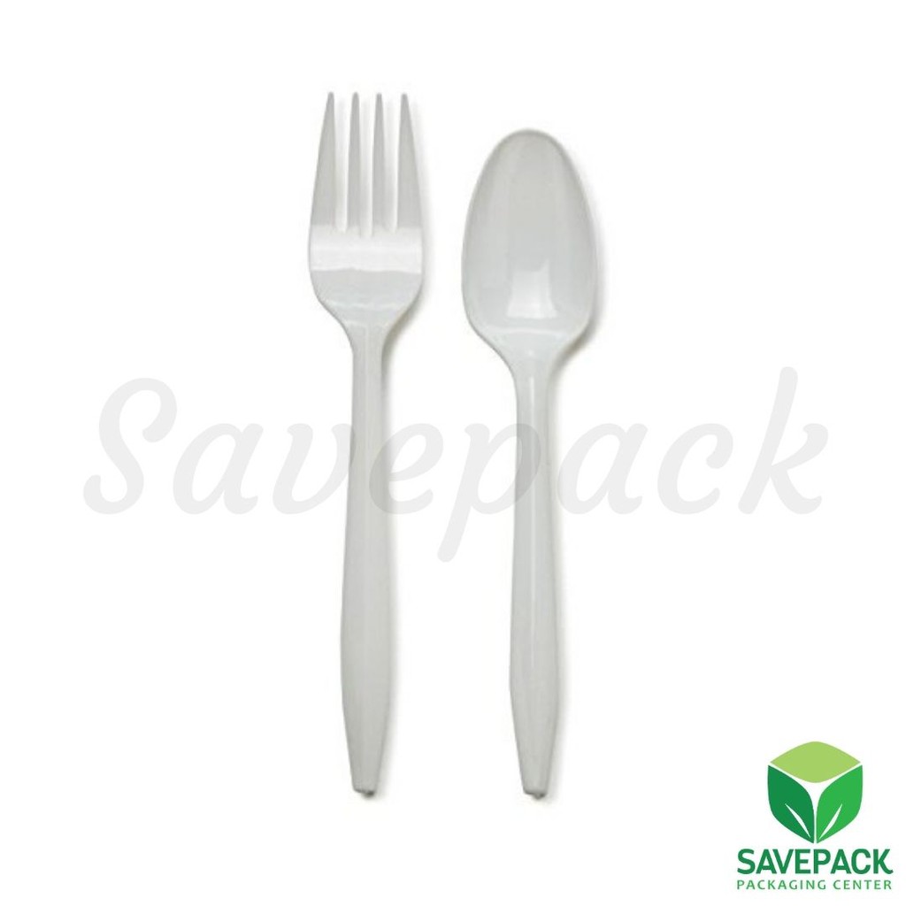 White Disposable Plastic Spoon, Fork and Spork | Shopee Philippines