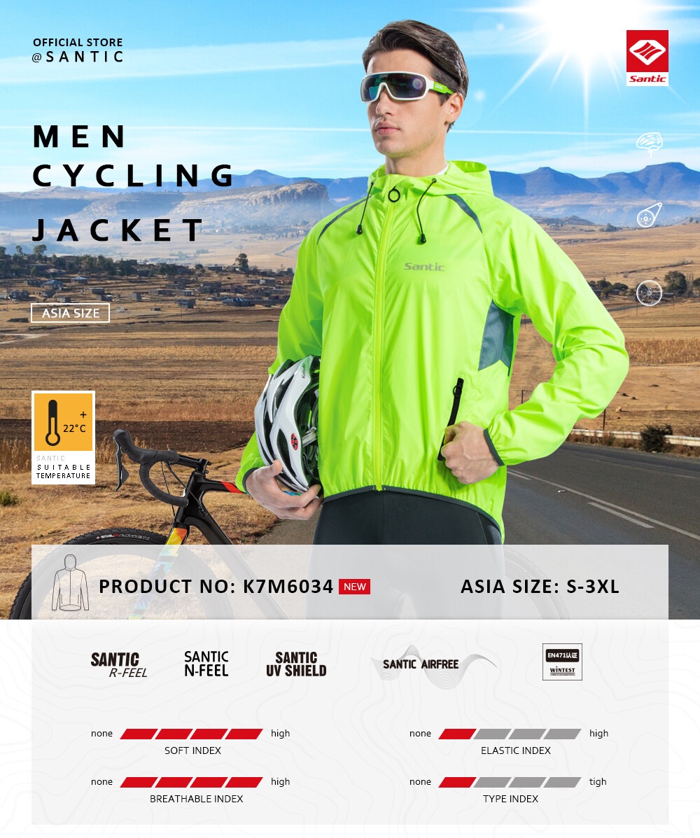 Santic Men's Cycling Jacket Sun-proof Clothing UPF 50+ Cycling Outdoor ...