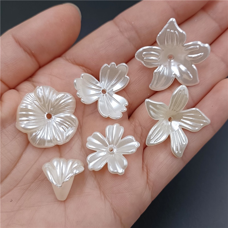 10pcs/20pcs Creative ABS Imitation Pearl Flower Receptacle DIY Jewelry ...