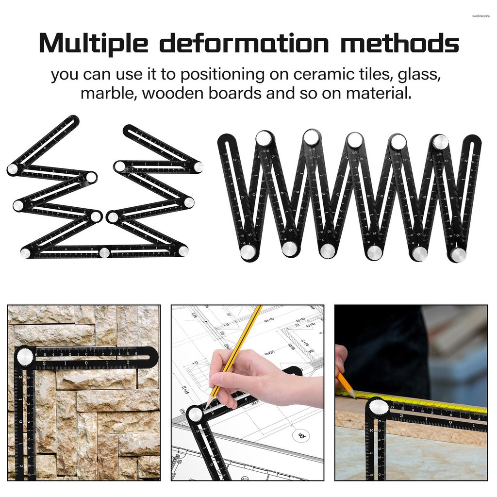 12 Fold Aluminium Alloy Ruler Multi Angle Measuring Rulers Ceramic Tile ...