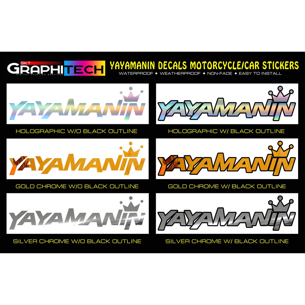 YAYAMANIN DECAL CHROME STICKER DIE-CUT MOTORCYCLE CAR WATERPROOF ...