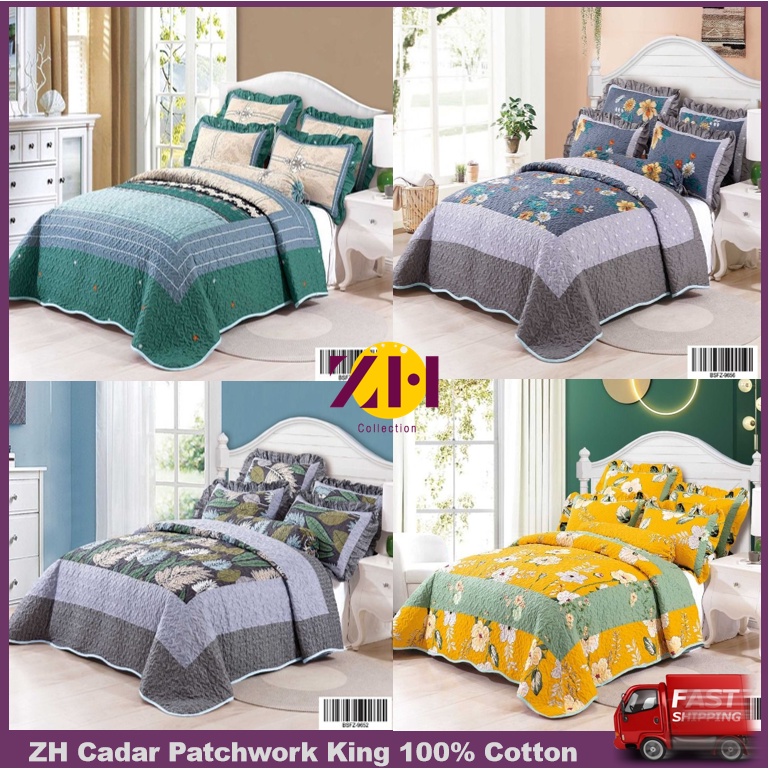 ZH Cadar Patchwork 100% Cotton King Size Patchwork Bedsheets 6in1 Cotton High Quality | Shopee ...
