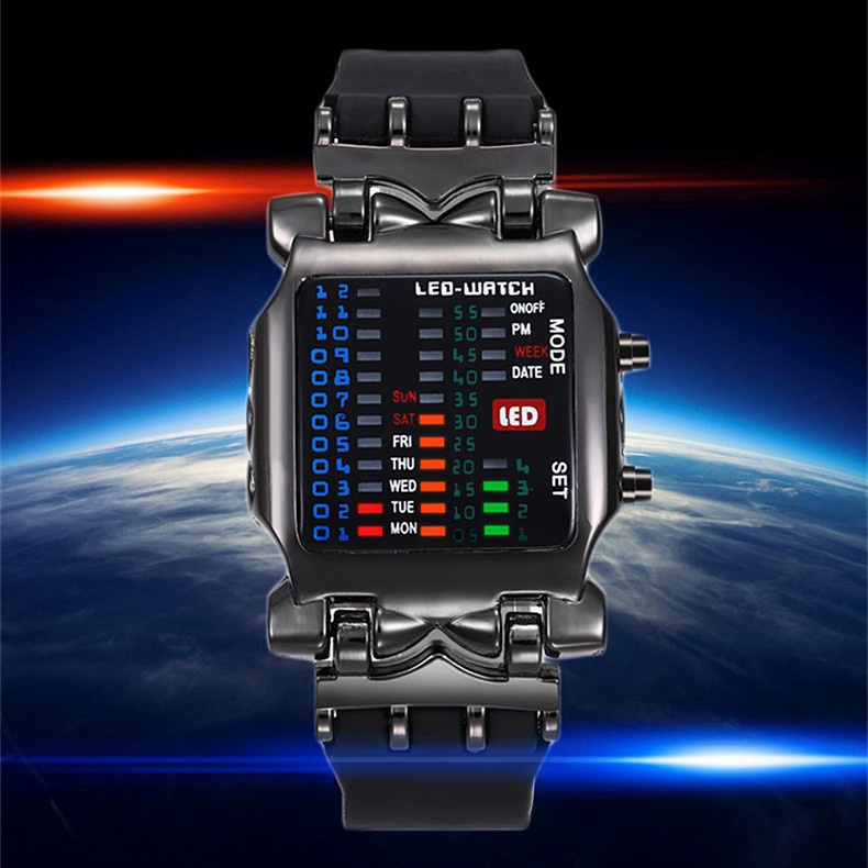 2023 New LED Display Men's Sport Watches Binary Luminous Electronic ...