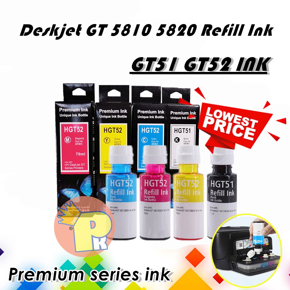 HP 51 Ink Refill Compatible GT51 GT52 for GT Series Printers 515/315 ...