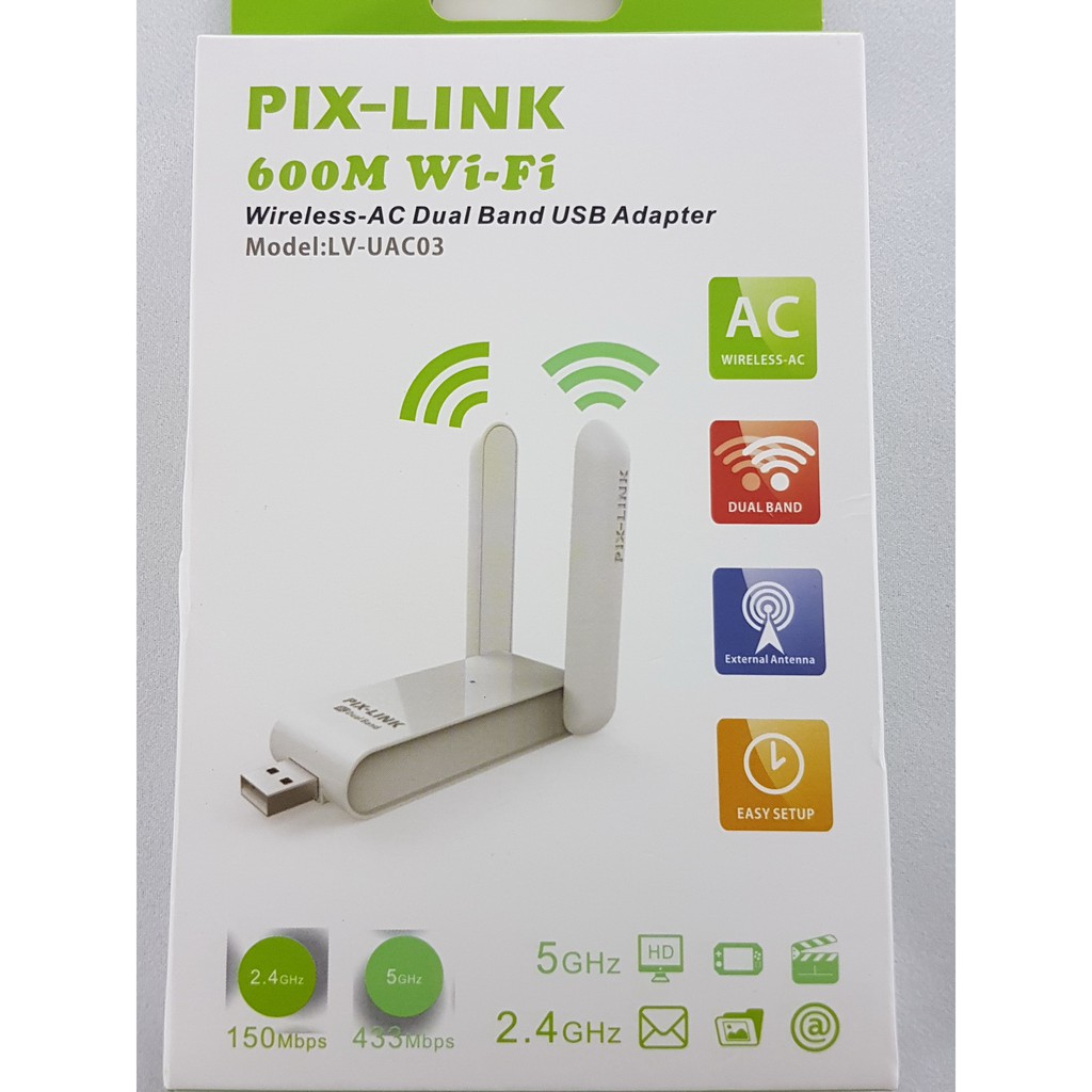 PIX-LINK 600M WiFi wireless AC dualband USB adapter 802.11ac | Shopee ...