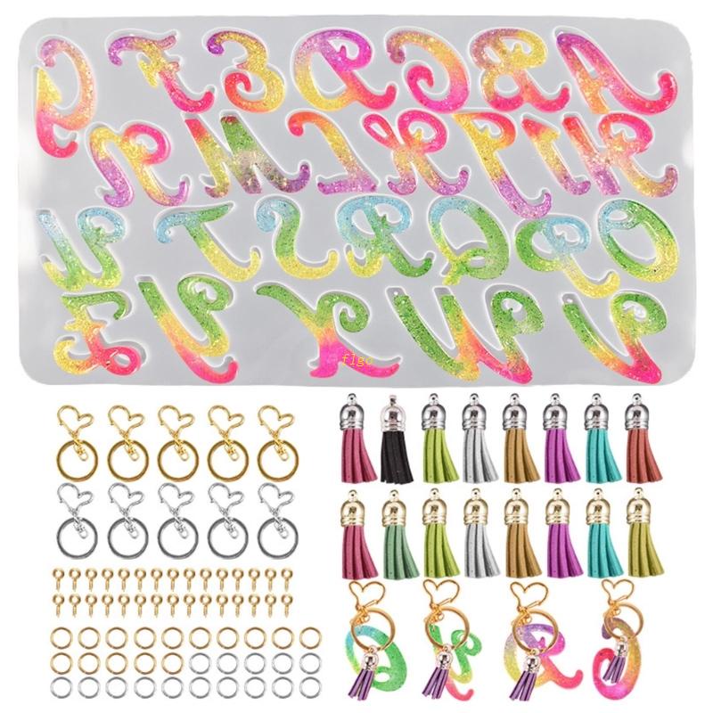 flgo Diy Crystal Resin Drop Glue Alphabet English Word Pendant Keychain ...