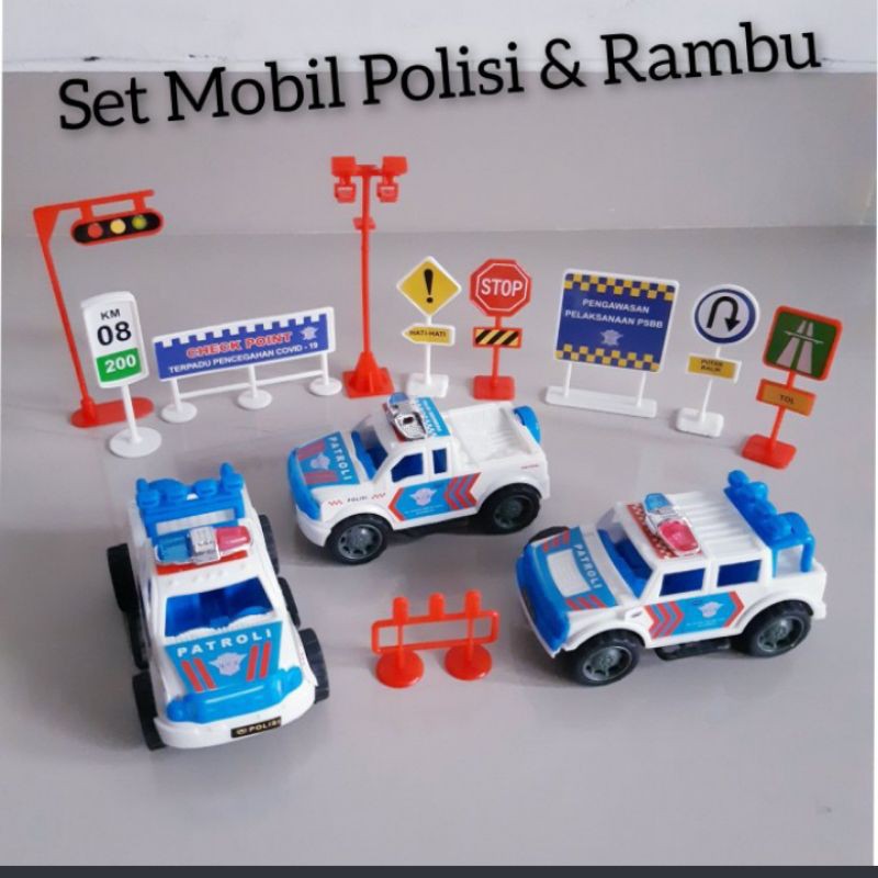 Police Car Set Toys & Signs - Police Car Road Markings For Children ...