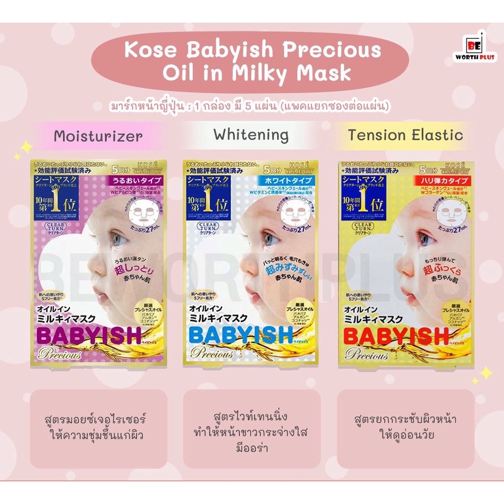 Kose Clear Turn Babyish Mask Japanese Face With A Mixture Of Hyaluronic ...