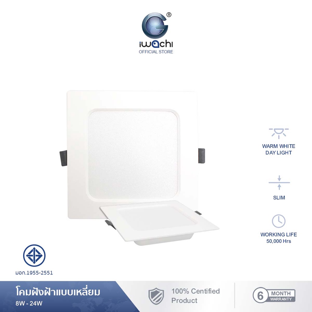 (Square Shape) IWACHI Ceiling Recessed Lighting PN Model White Light ...
