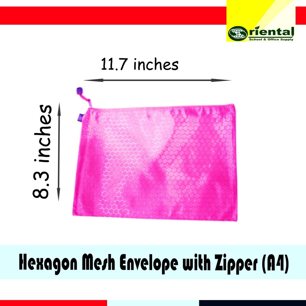 A4 Hexagon Mesh Envelope with Zipper -Bright Colors Organizer - A4 ...