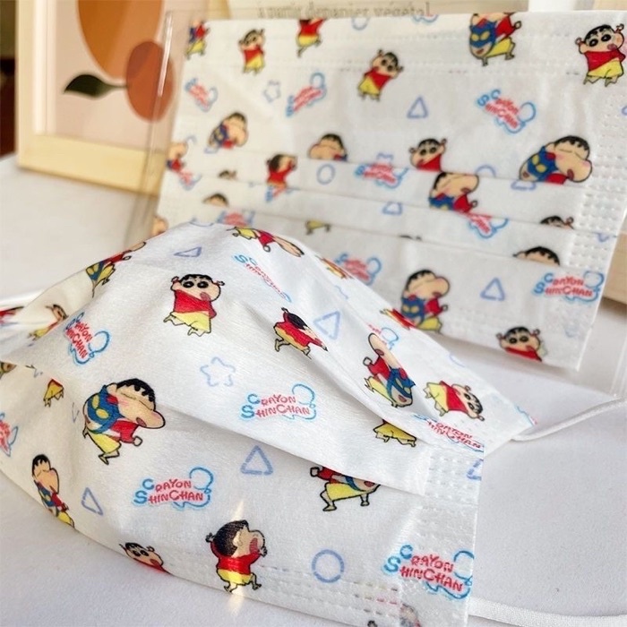Cartoon Crayon Shin-Chan Mask Disposable 3-layer Mask Adult Blue White ...