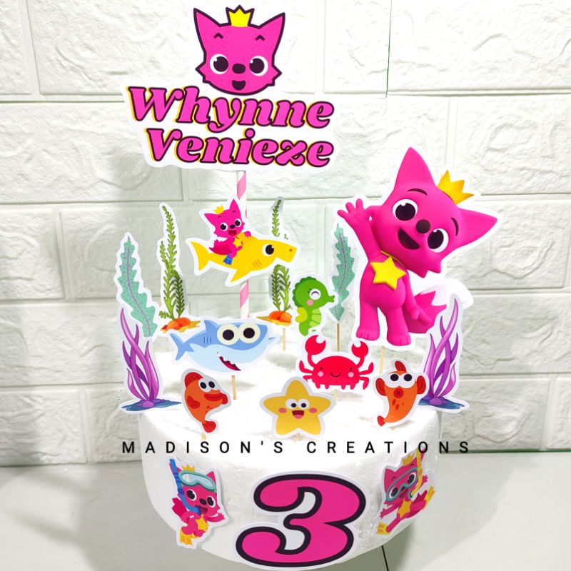 Pinkfong Hogi Party Cake Topper/Banner, Backdrop Set (Personalize, High ...