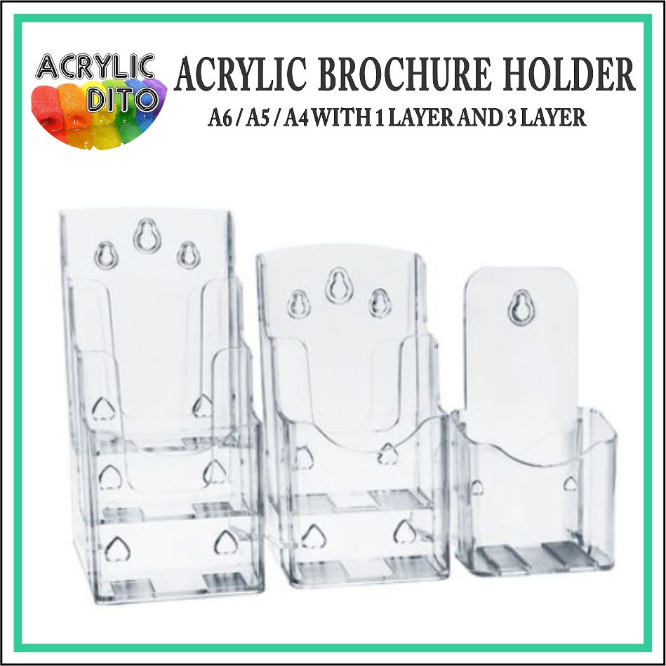 Clear Acrylic Brochure Holder / Flyer Booklet Pamphlet Menu Paper Stand ...