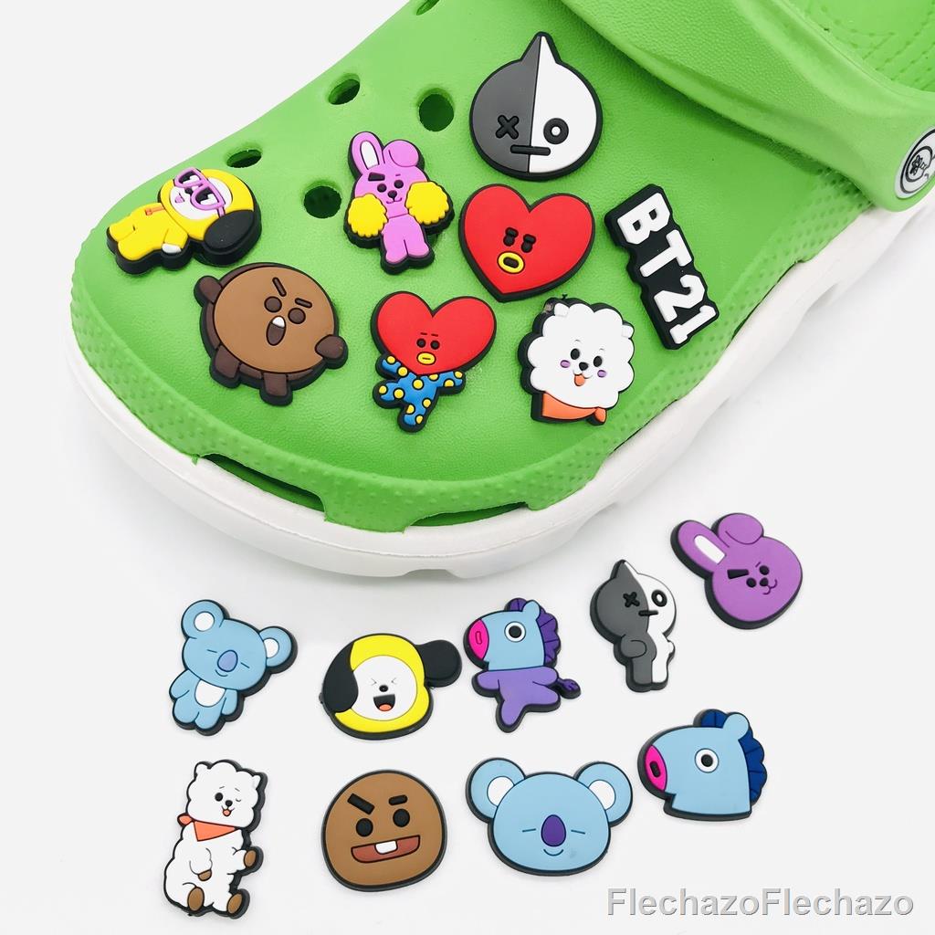 Kpop Bts jbt Charm Bt21 jibitz croc Accessories Mascot Shoe Charms Pins ...