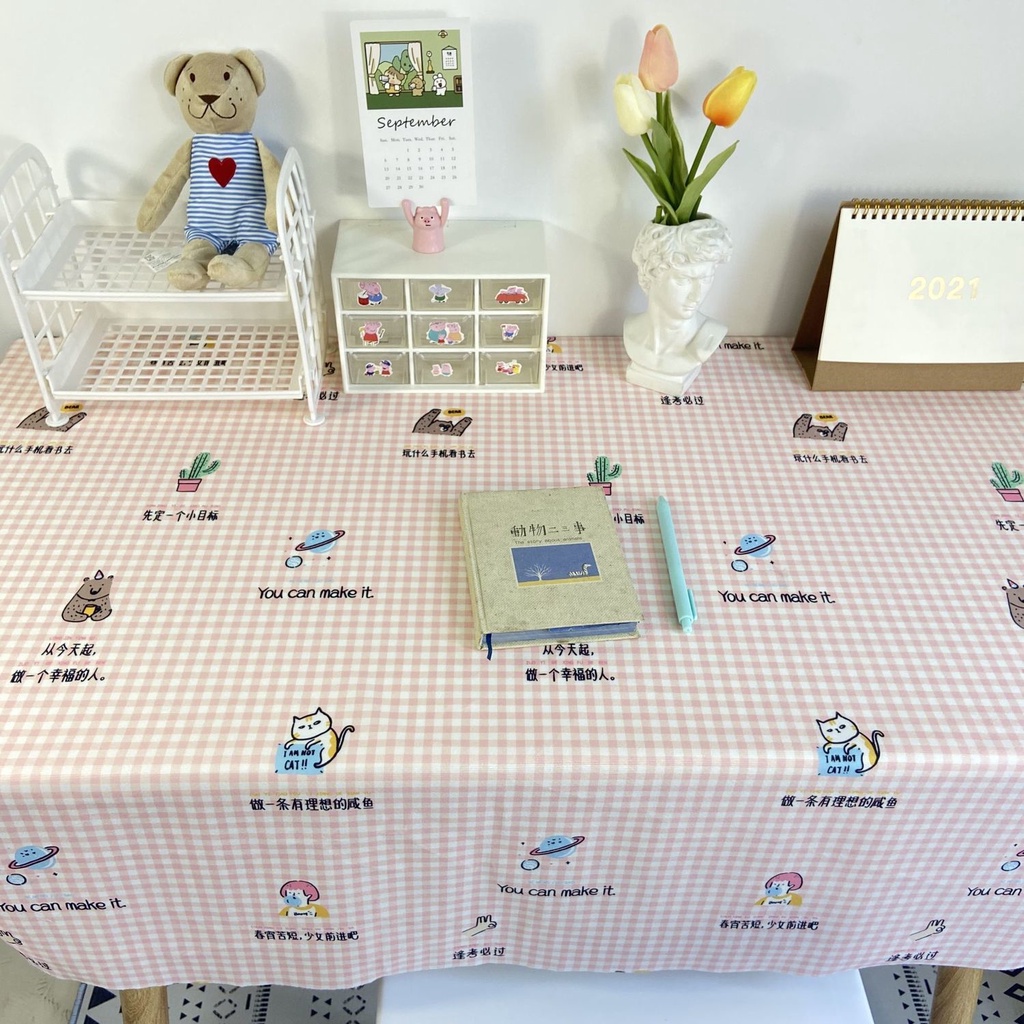 Waterproof Tablecloth Tablecloth Cotton Linen Tablecloth Nordic JK Grid ...