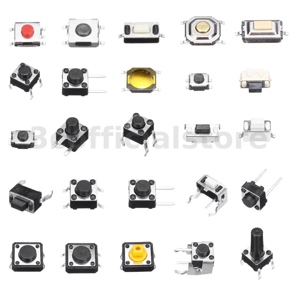250pcs 25Values Micro Switch Assorted Push Button Tact Switches Reset Mini Leaf Switch SMD DIP 2 ...