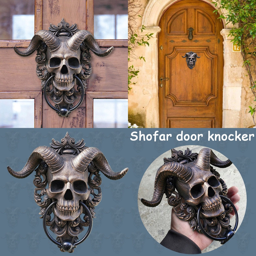 Home Decor Horned Skull Hanging Door Knocker-Heavy Duty Gothic ...