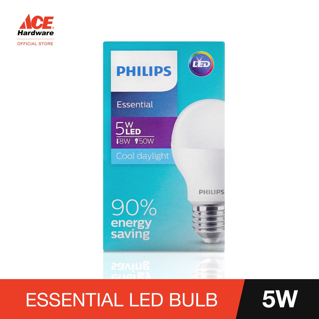PHILIPS LED Bulb 5W Daylight 6500K A60 Ess | Shopee Philippines