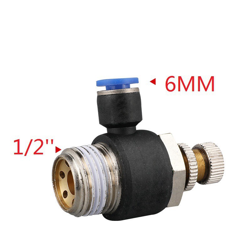 Pneumatic Speed Flow Controller OD4-12mm BSP1/8" 1/4" 3/8" 1/2" Male Gas Airflow Limit Valve ...