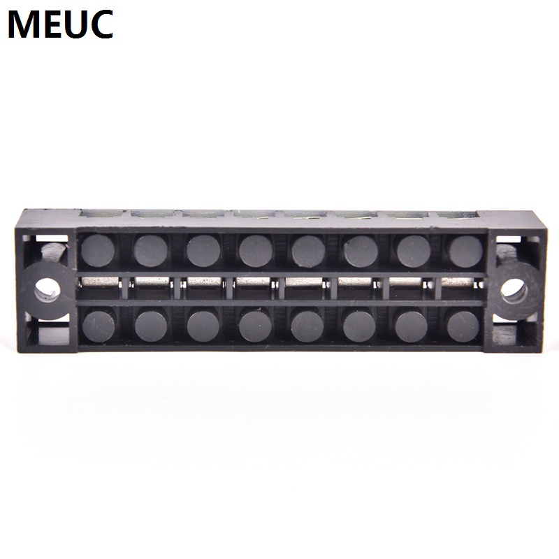 600V 15A 8 Positions Dual Rows Covered Barrier Screw Terminal Block ...