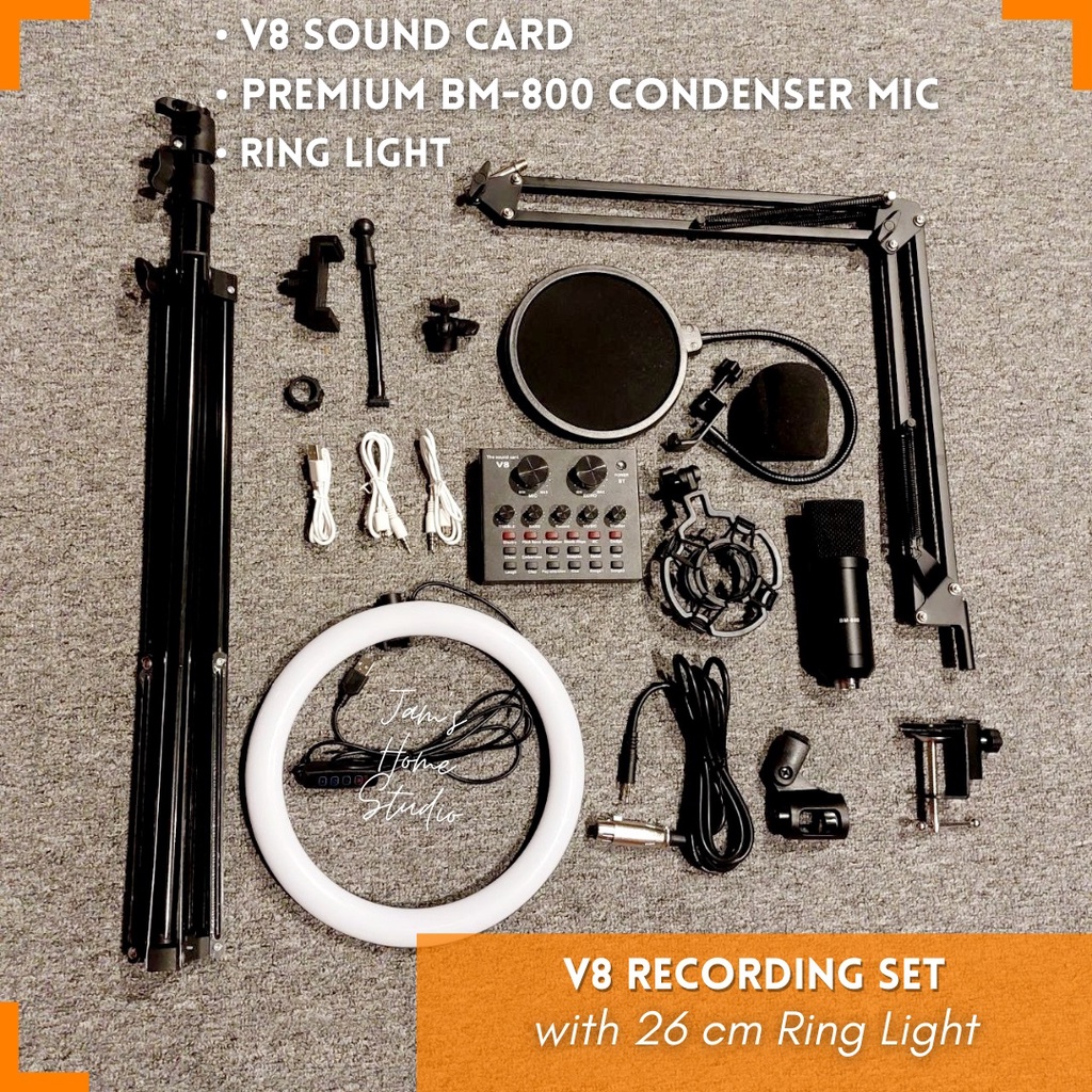 V8 and BM800 Recording Set with 26cm Ringlight Complete | Shopee ...