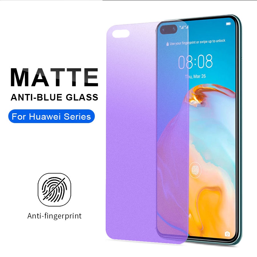 Matte Anti UV Purple Blue Light Tempered Glass Screen Protector for Huawei P20 P30 Lite Pro P40 ...